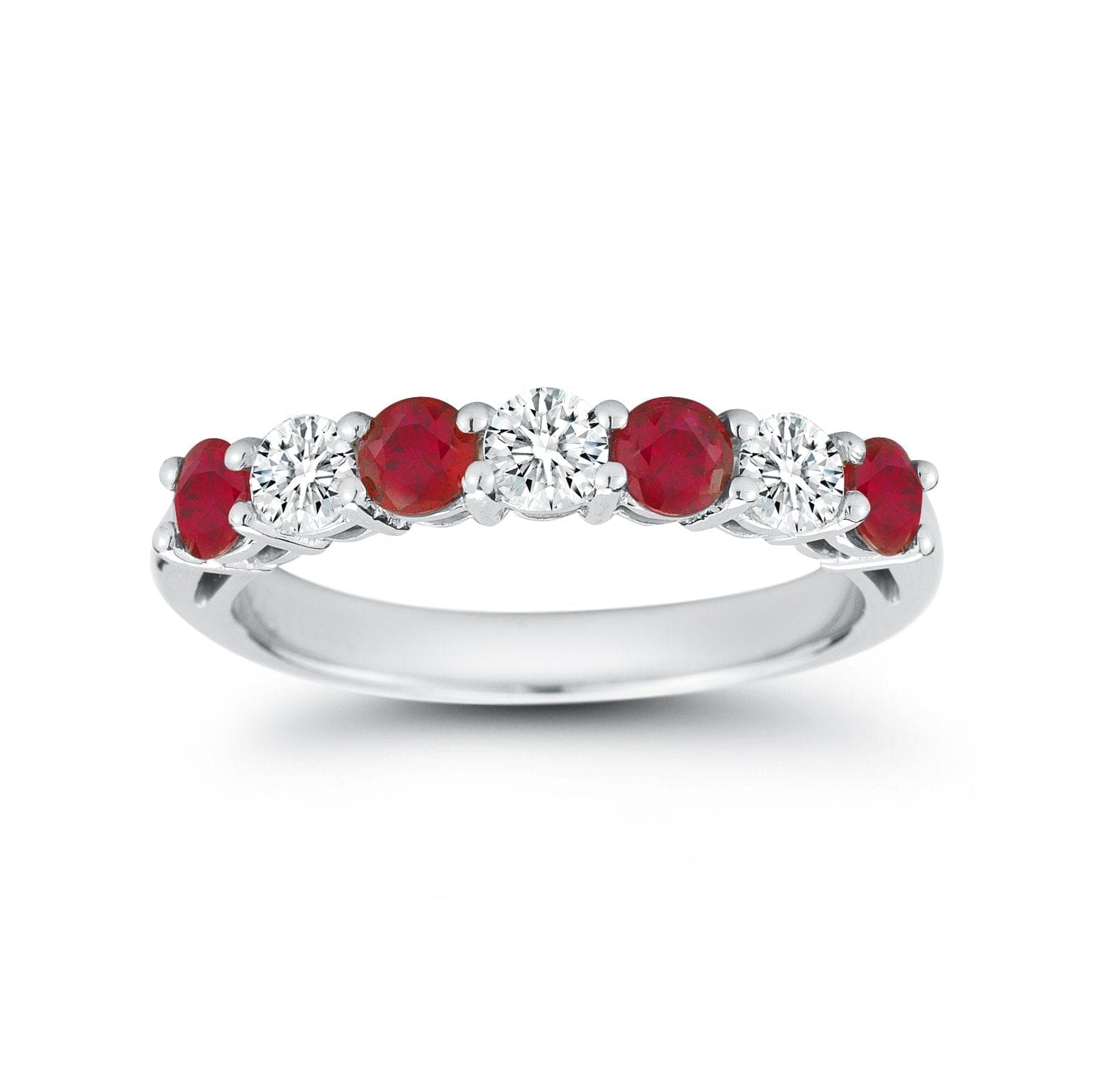 Platinum 7 Stone Alternating Diamond and Ruby Wedding Ring – Long's ...