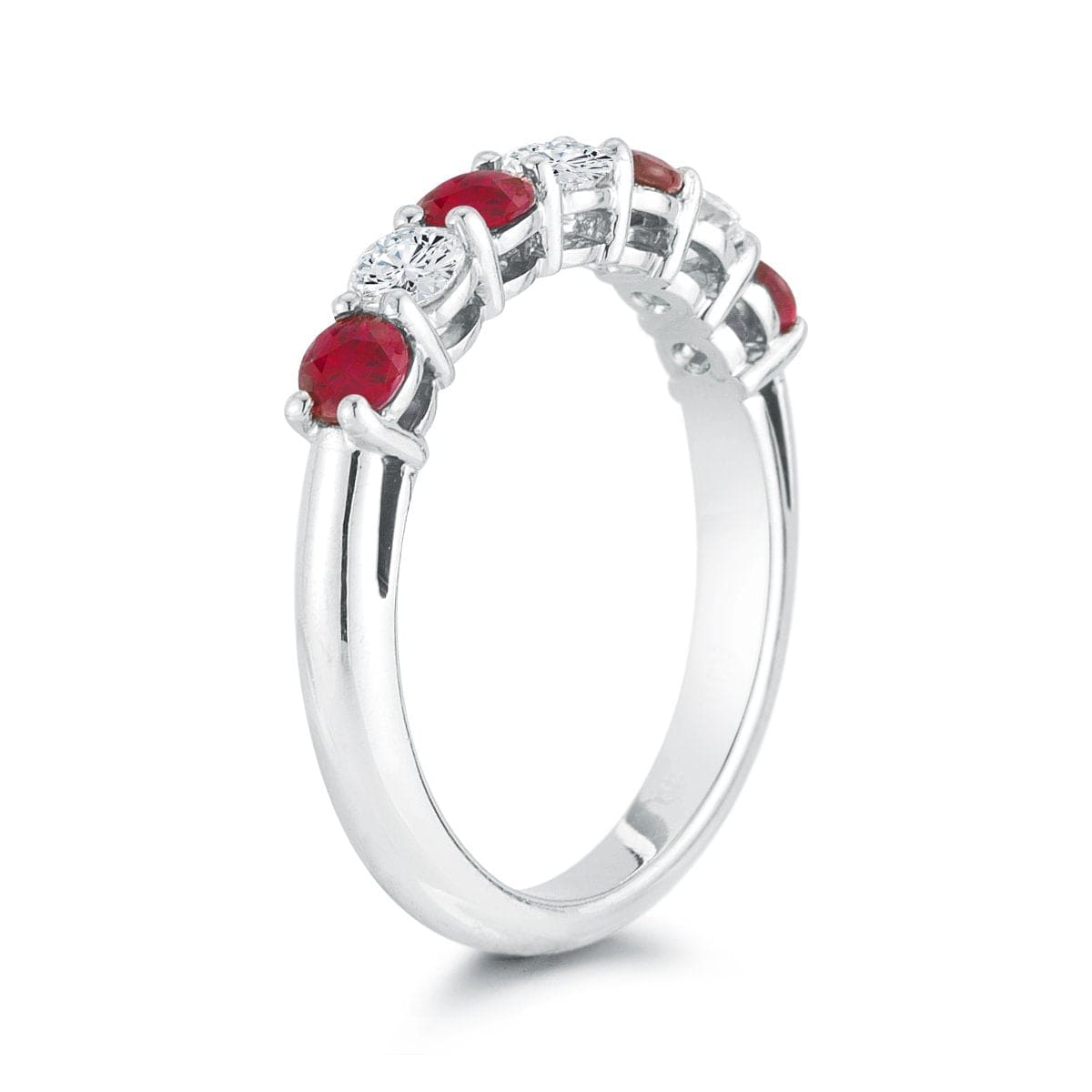 Platinum 7 Stone Alternating Diamond and Ruby Wedding Ring – Long's ...