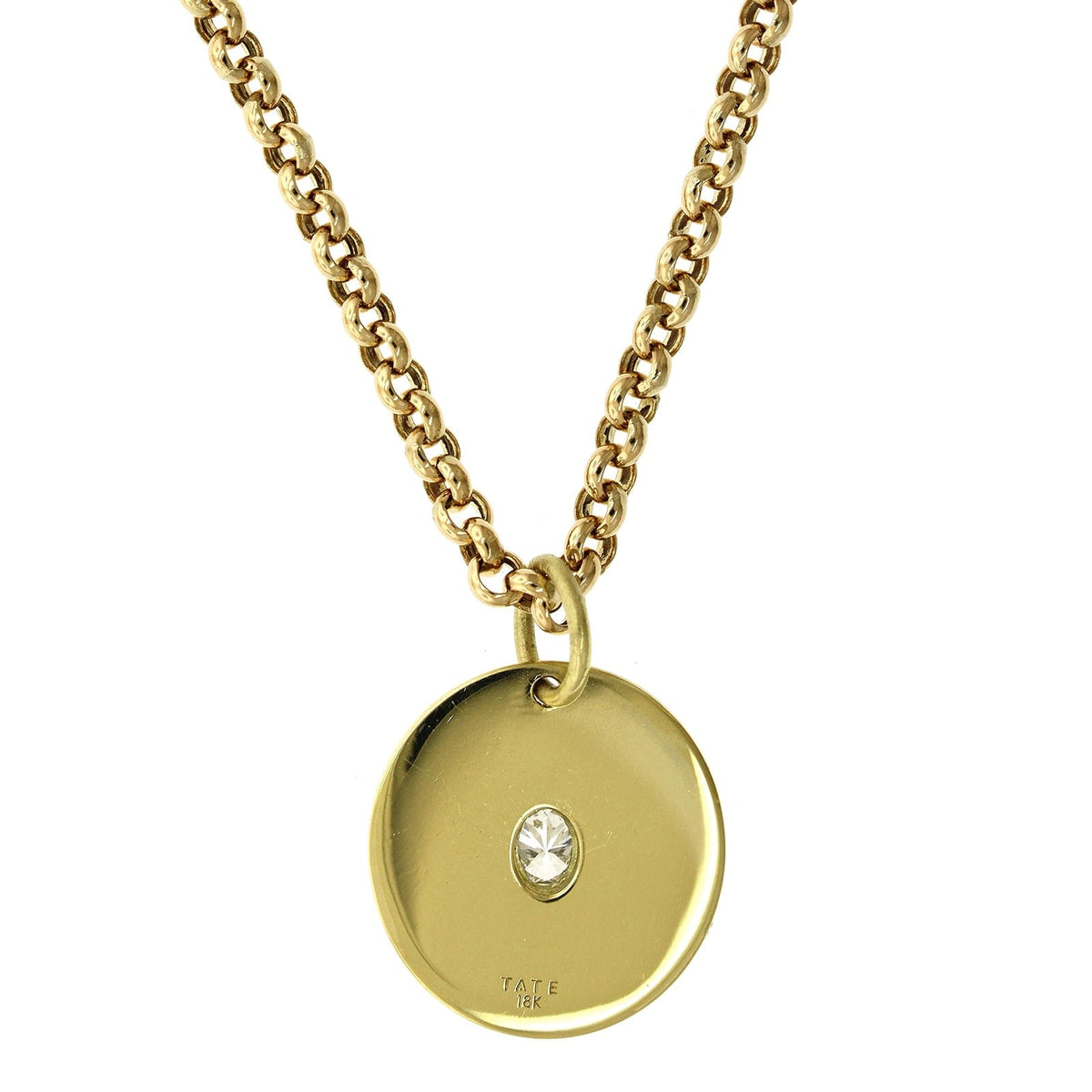 18K Yellow Gold Oval Diamond Disc Pendant – Long's Jewelers