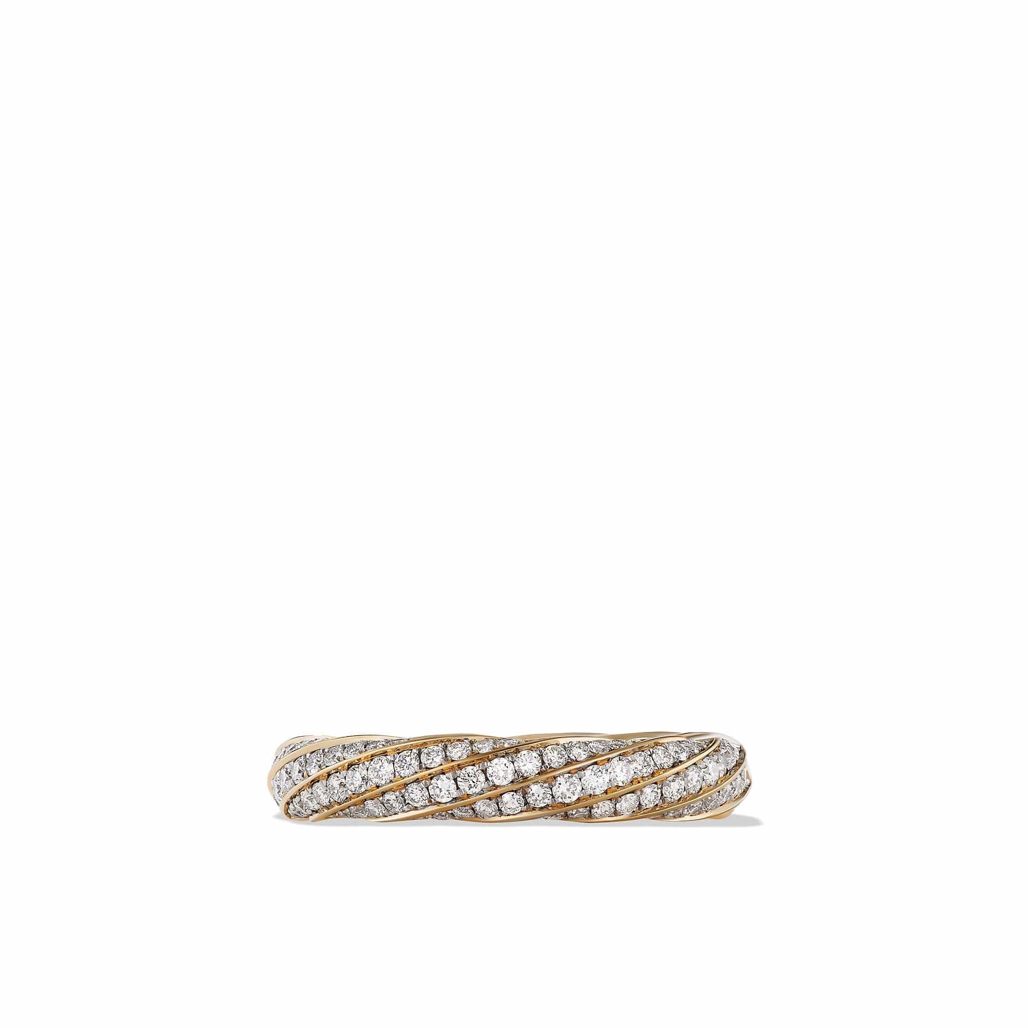 Cable Edge Band Ring in Recycled 18K Yellow Gold with Pavé Diamonds ...