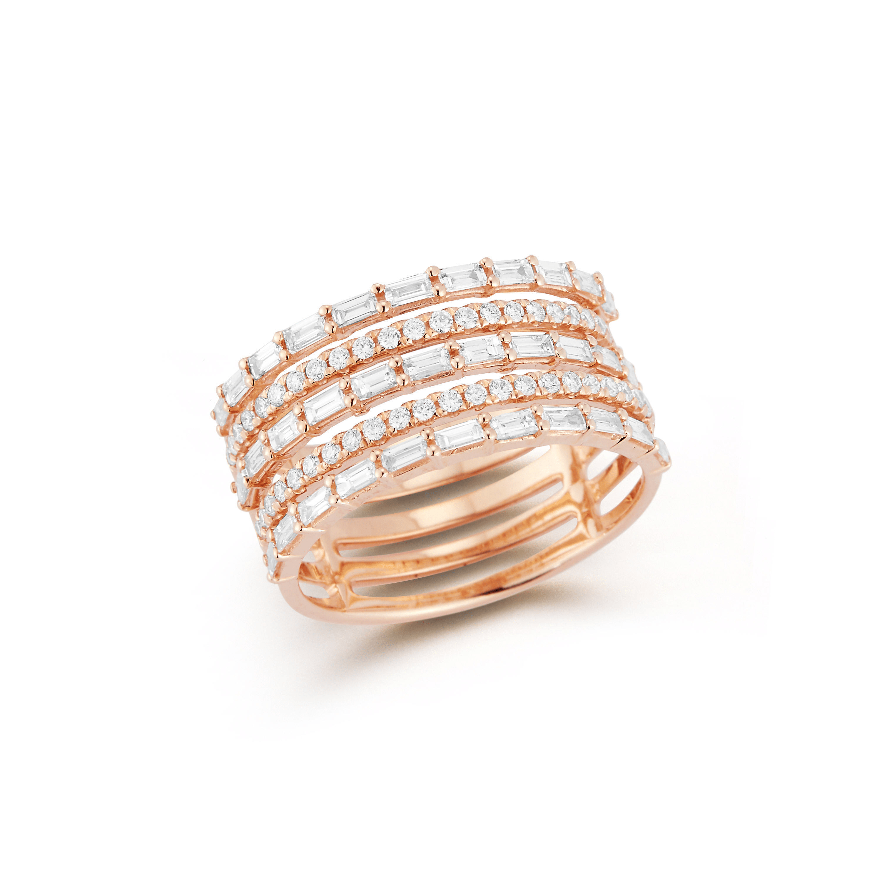 14K Rose Gold 5 Row Diamond Ring – Long's Jewelers