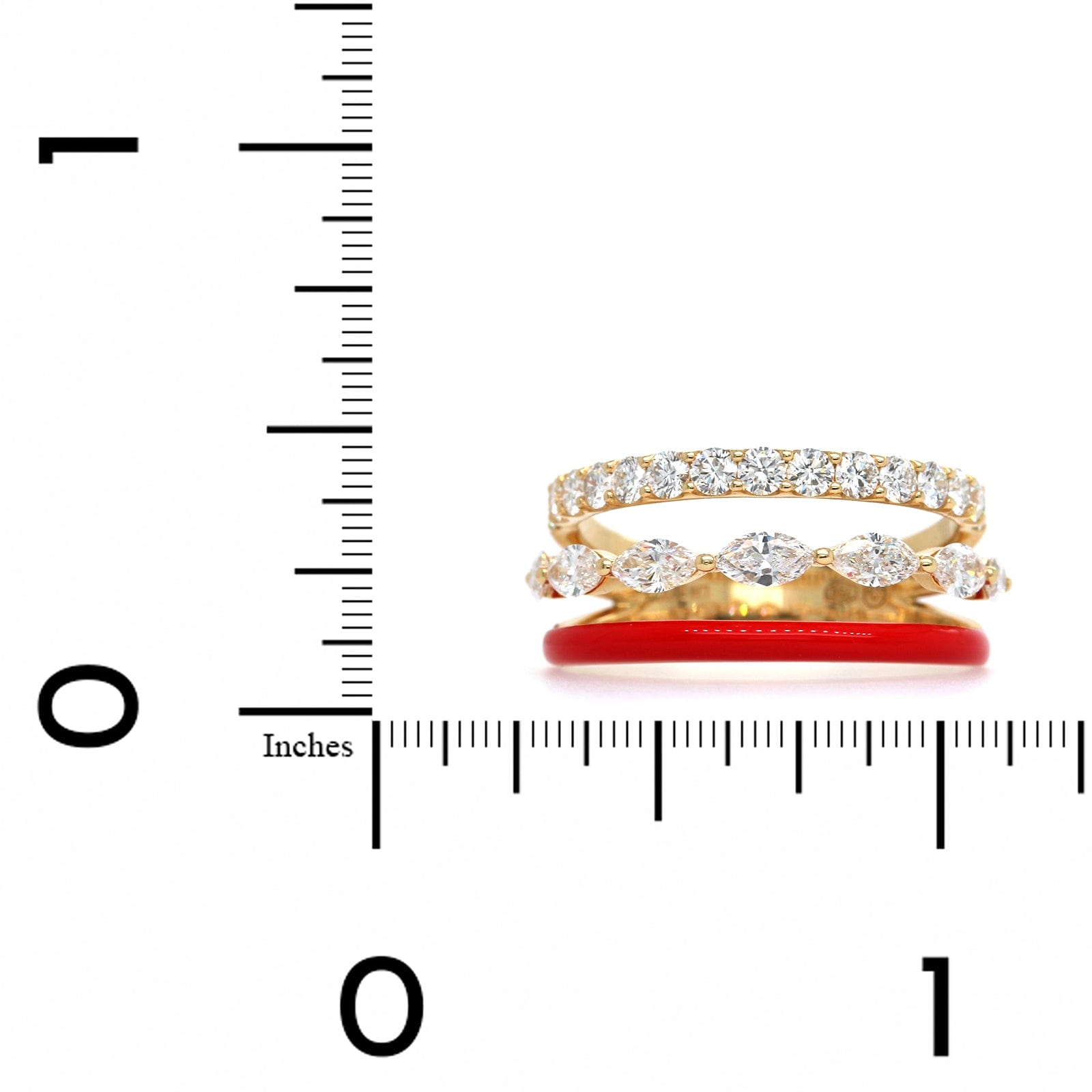 Etho Maria 18K Yellow Gold Marquise and Round Diamond Red Ceramic Ring ...