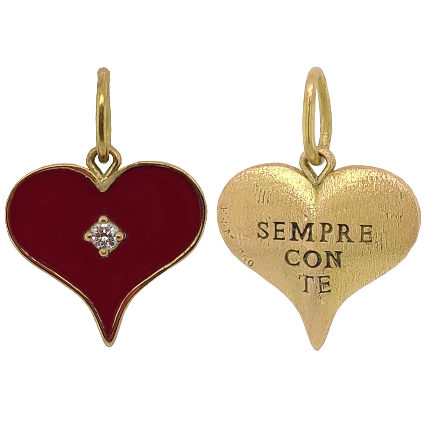 18K Yellow Gold Red Enamel Heart Sempre Con Te Charm – Long's Jewelers