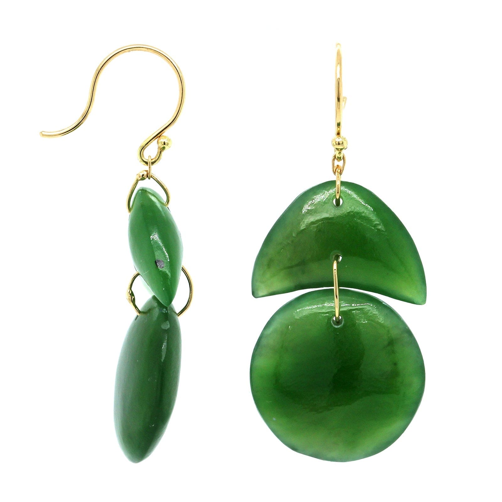 18K Yellow Gold Jade Tiny Arp Earrings – Long's Jewelers