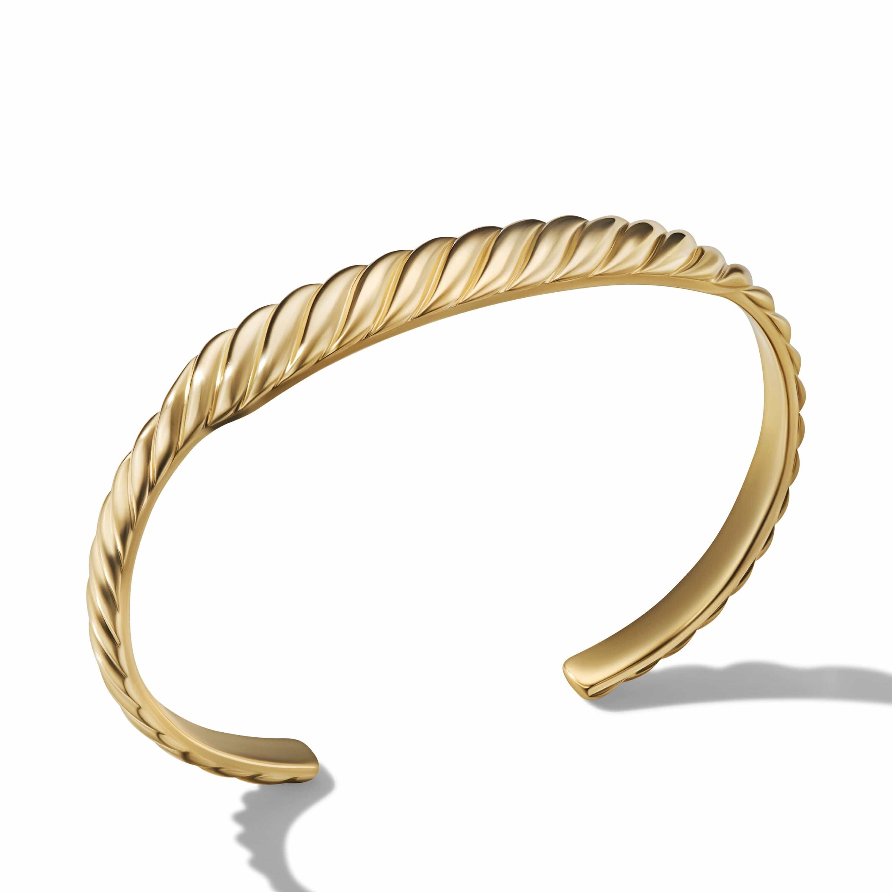 Sculpted Cable Contour Cuff Bracelet in 18K Yellow Gold – Long's Jewelers
