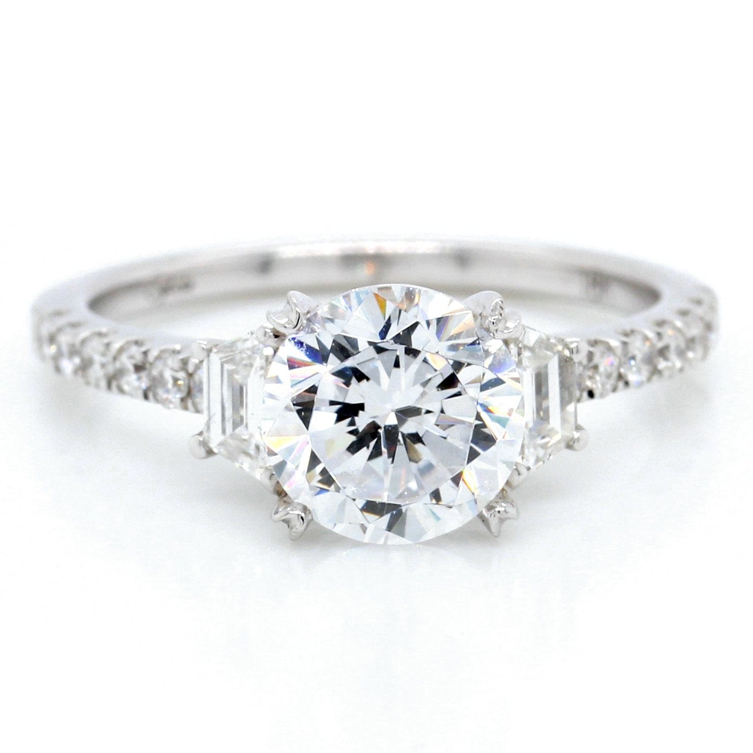18K White Gold Side Trillian Diamond Engagement Ring Setting – Long's ...