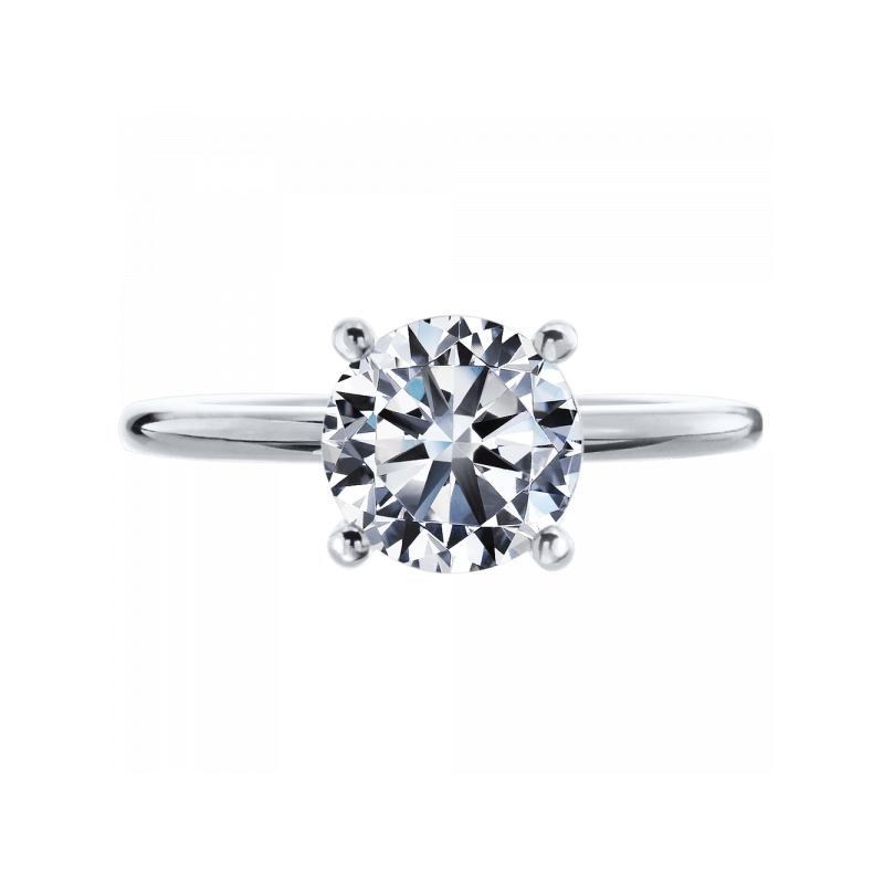 Platinum Round Solitaire Hidden Diamond Halo Engagement Ring Setting ...