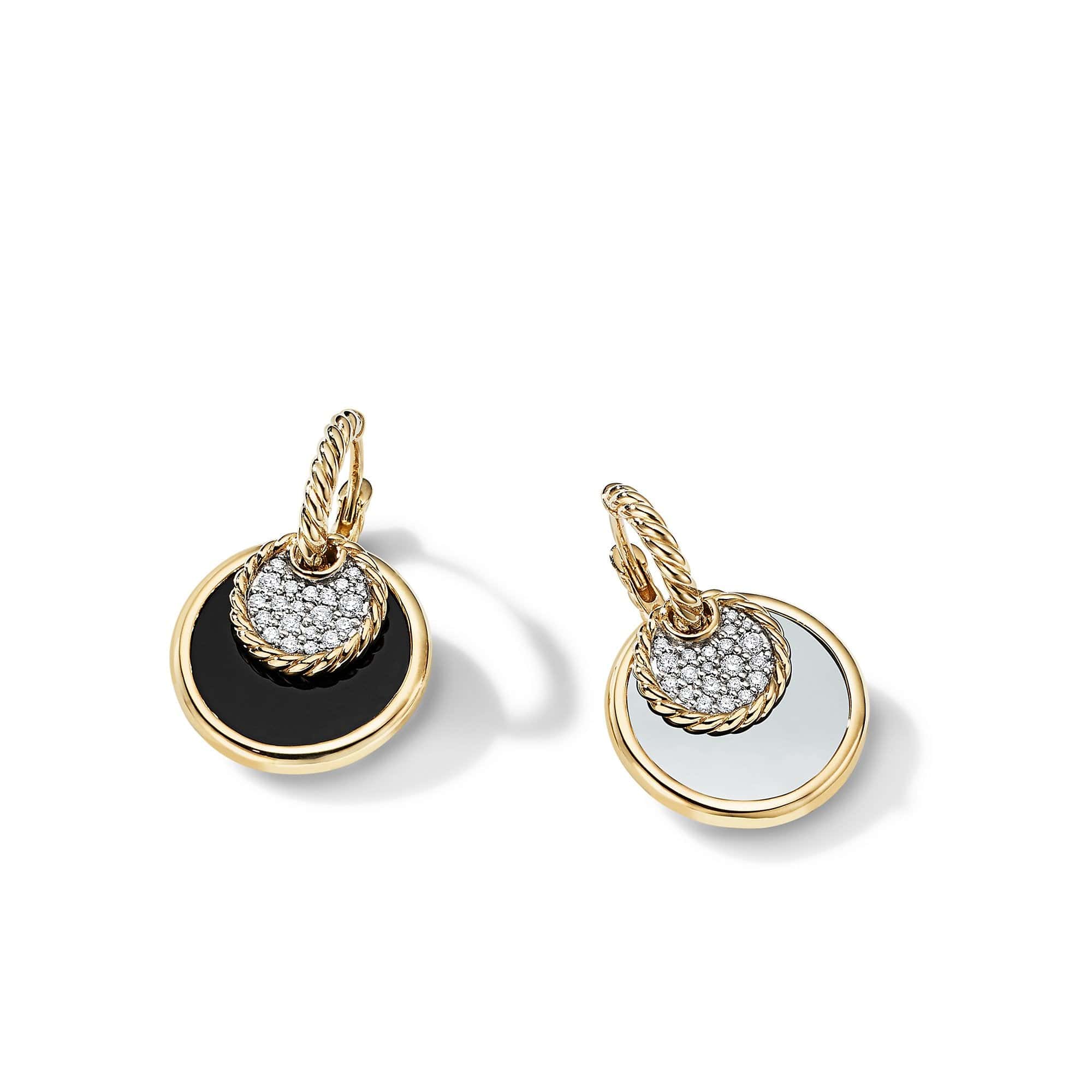 DY Elements Convertible Drop Earrings in 18K Yellow Gold with Black On ...