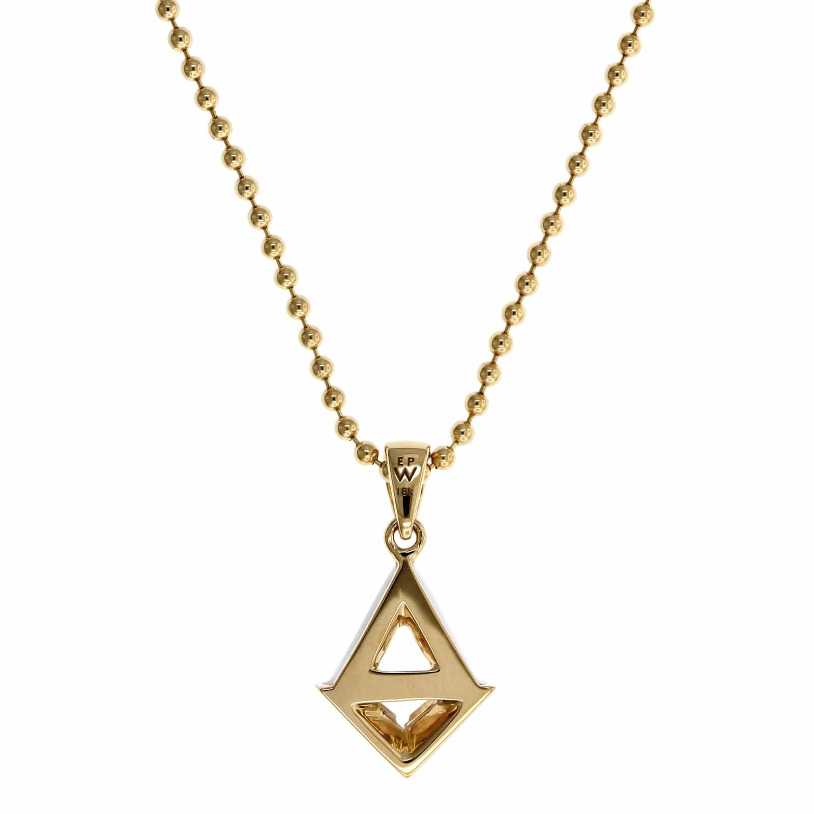 Emily P. Wheeler 18K Yellow Gold White Topaz White Enamel Diamond Pend ...