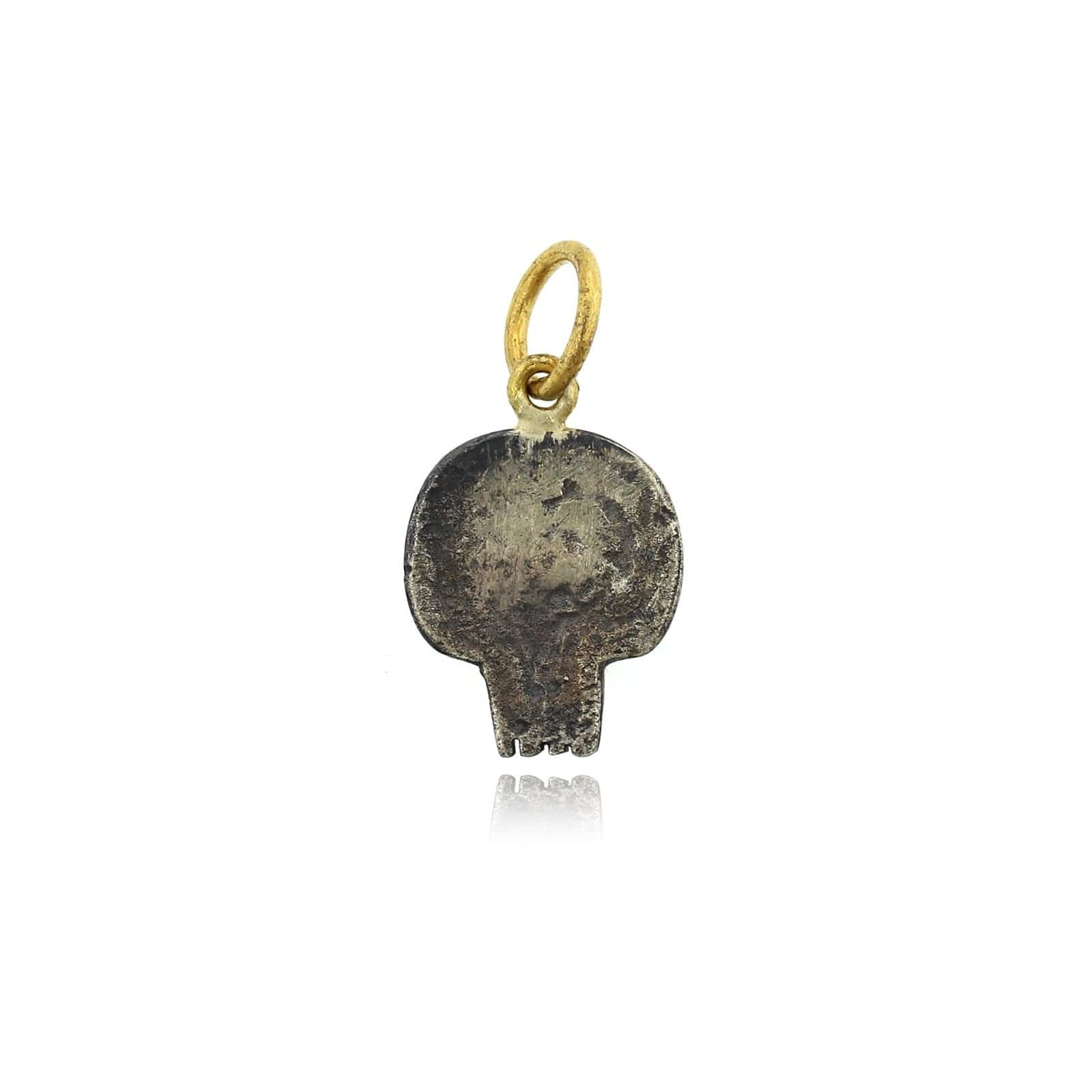 Sterling Silver and 24K Yellow Gold Jawless Skull Ruby Charm – Long's ...