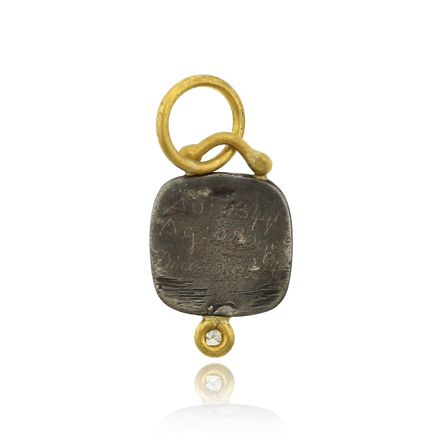 Sterling Silver and 24K Yellow Gold Guardian Angel with Diamond Charm ...