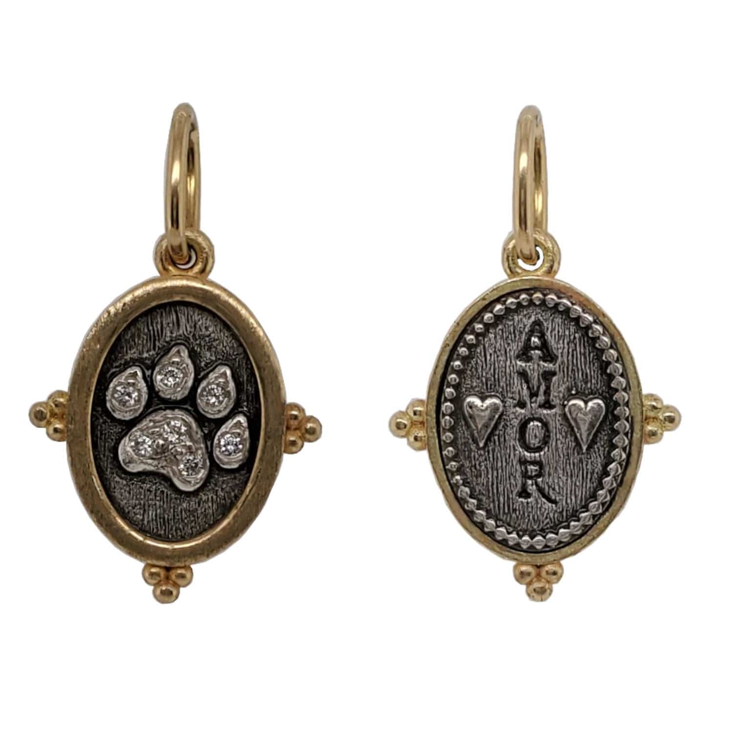 Sterling Silver 18K Yellow Gold Paw Print Charm – Long's Jewelers