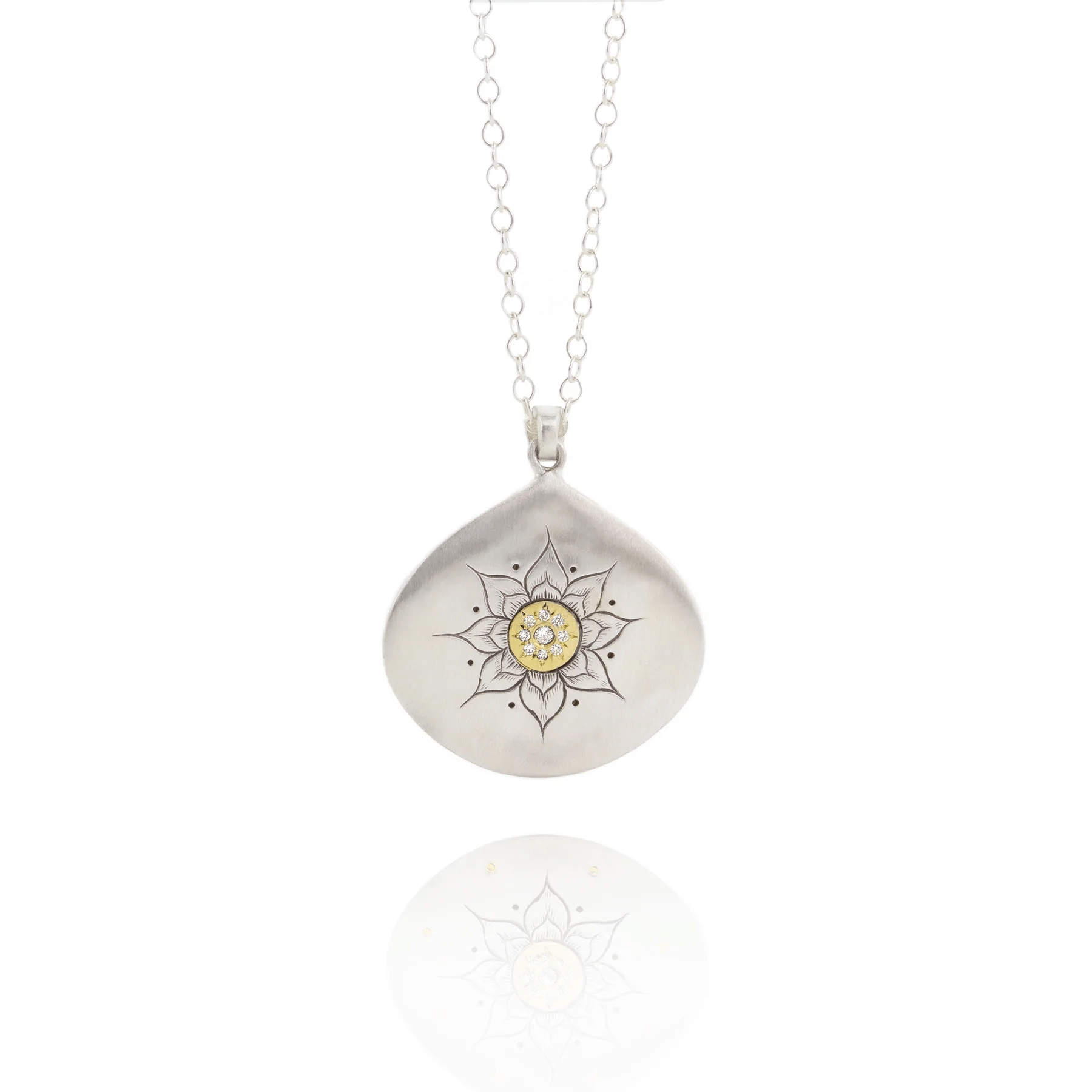 Adel Chefridi Sterling Silver and 18K Yellow Gold Diamond Pendant ...